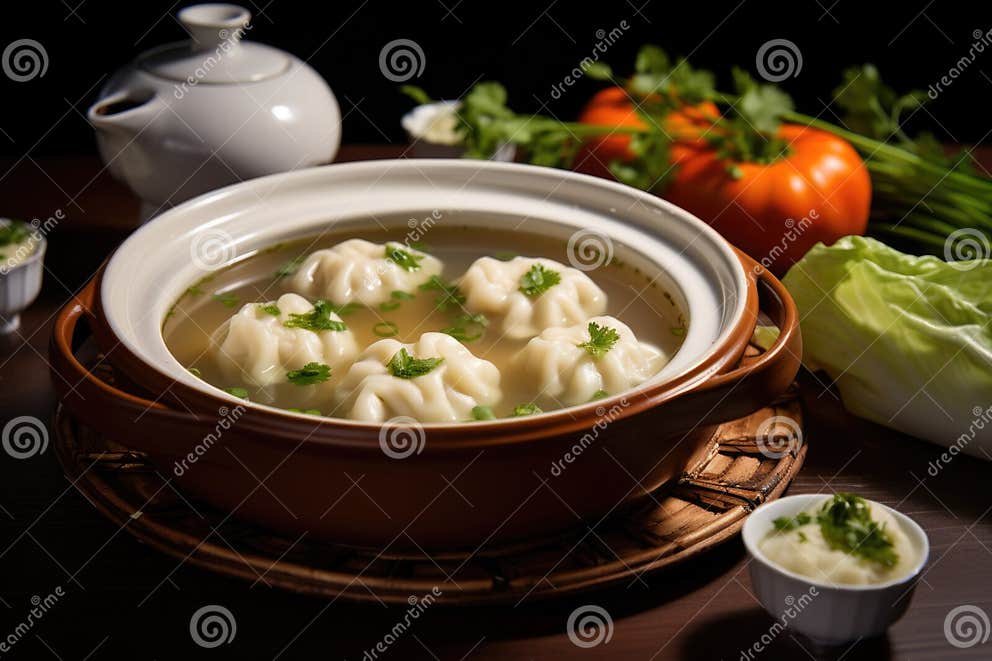 Soup with Floating Dumplings Stock Image - Image of delicious ...