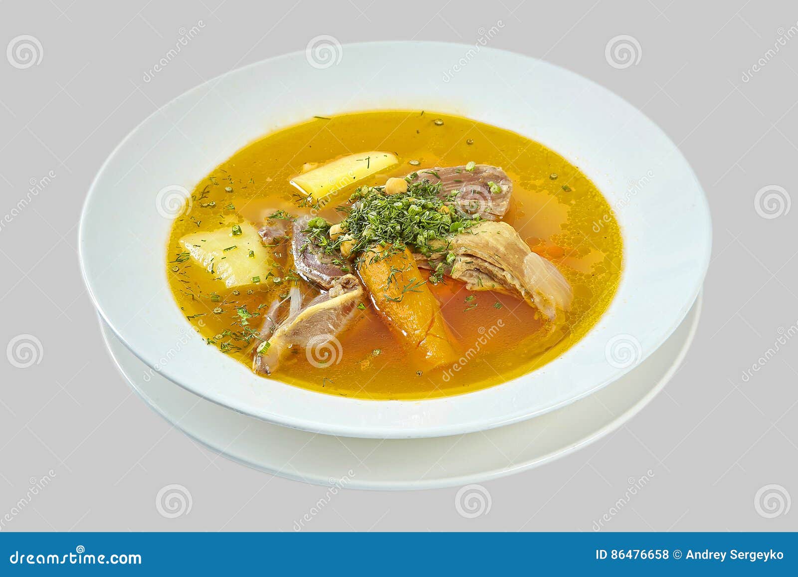 Soup Isolated on White Background Stock Photo - Image of chicken, green ...