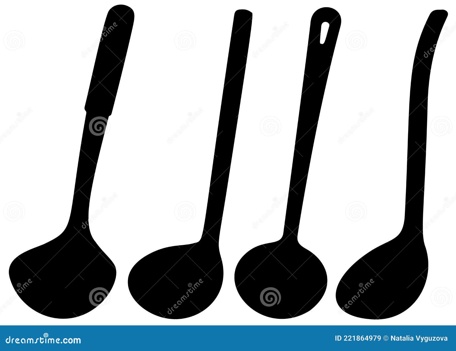 Soup ladles included. stock vector. Illustration of silhouette - 221864979