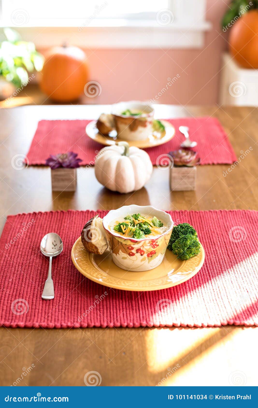 Soup for Lunch in a Sunny Dining Room Stock Photo - Image of lunch ...