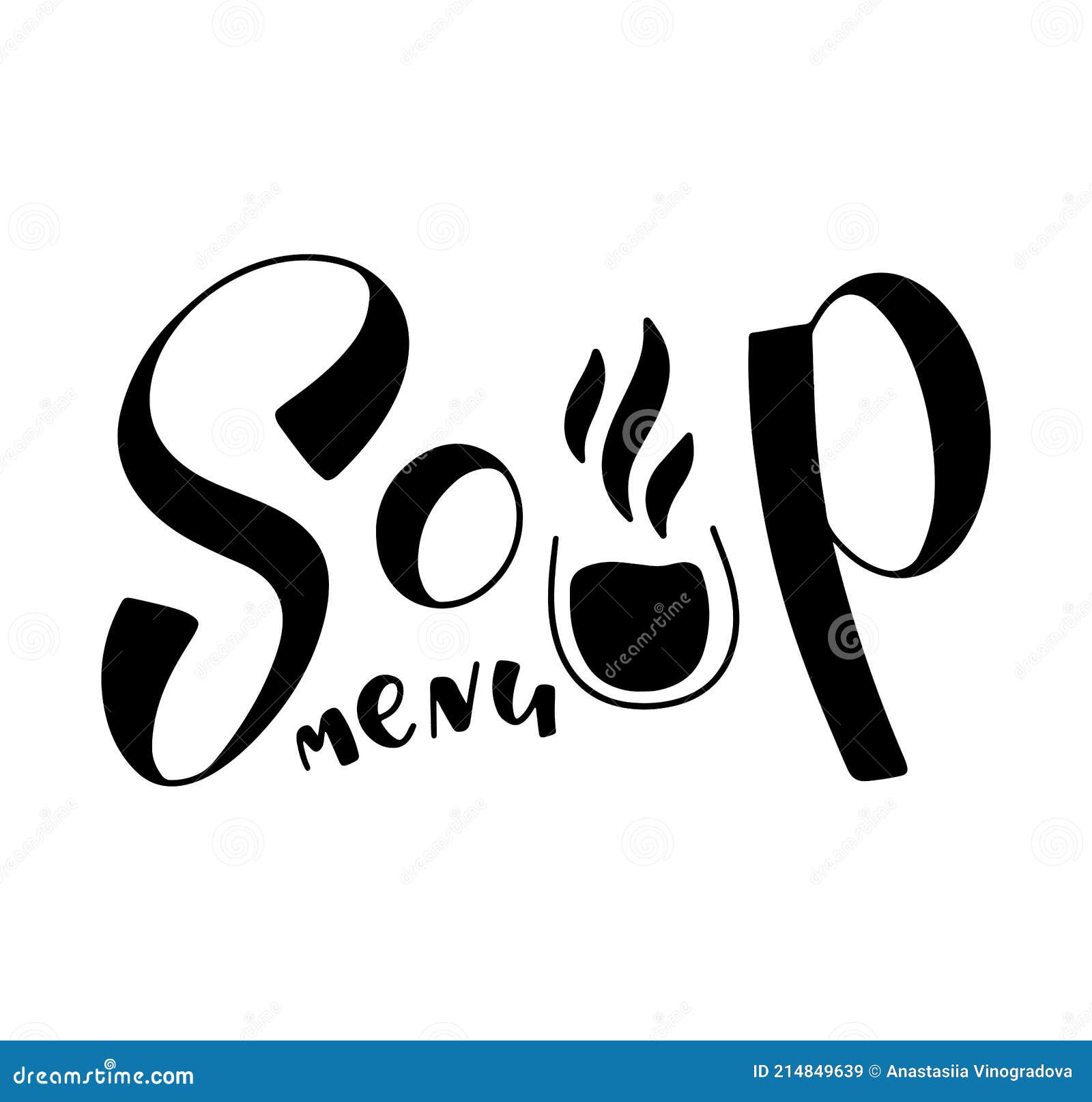 Soup Menu, Vector Logo Template With Image Of Cartoon Bowl, Spoon ...