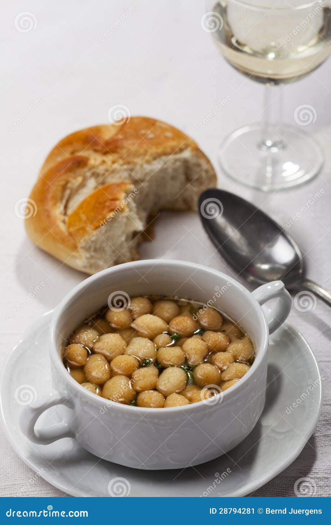 Soup pearls stock image. Image of bread, spoon, table - 28794281