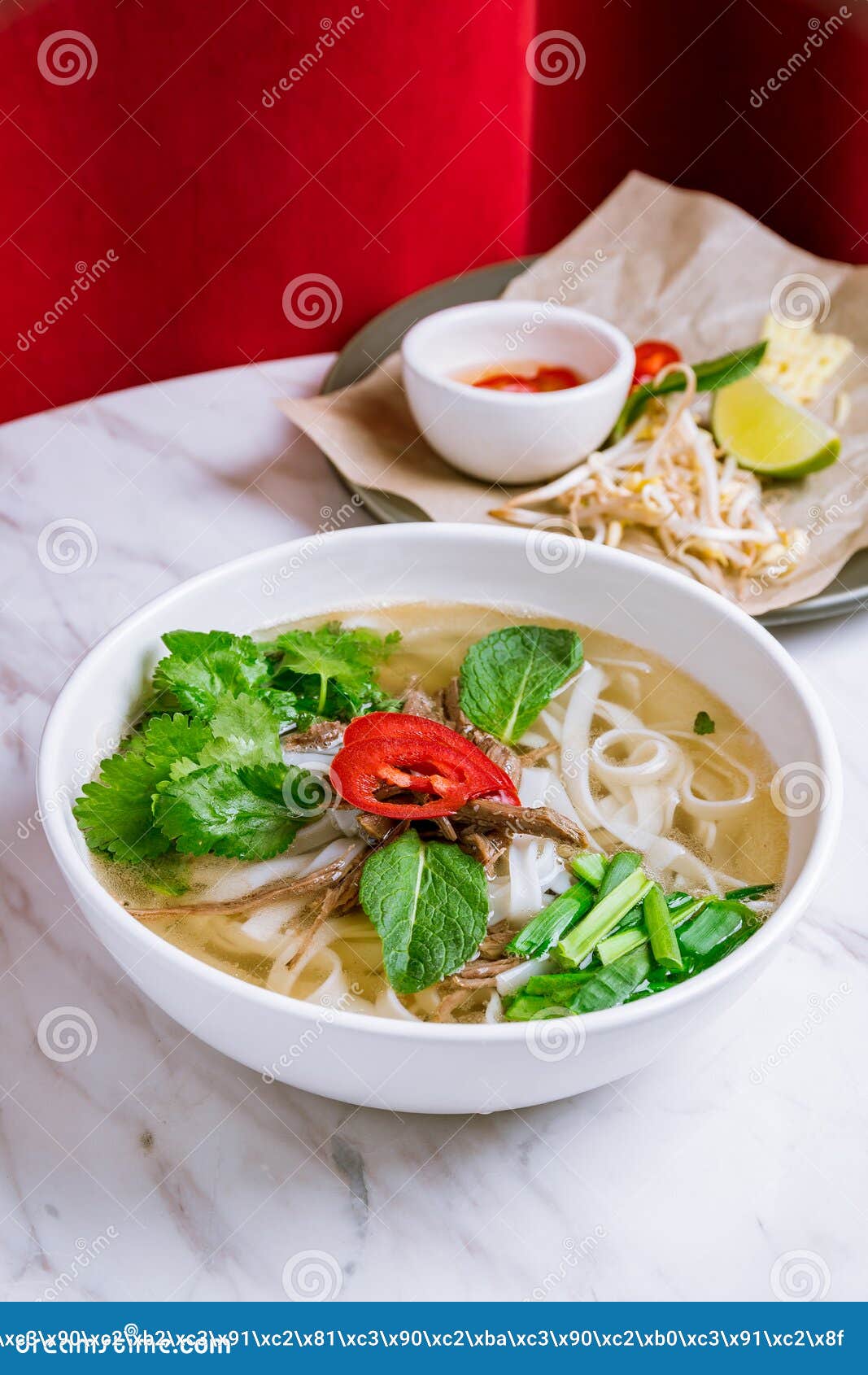 Soup Pho Bo with beef stock image. Image of noodles - 230019645