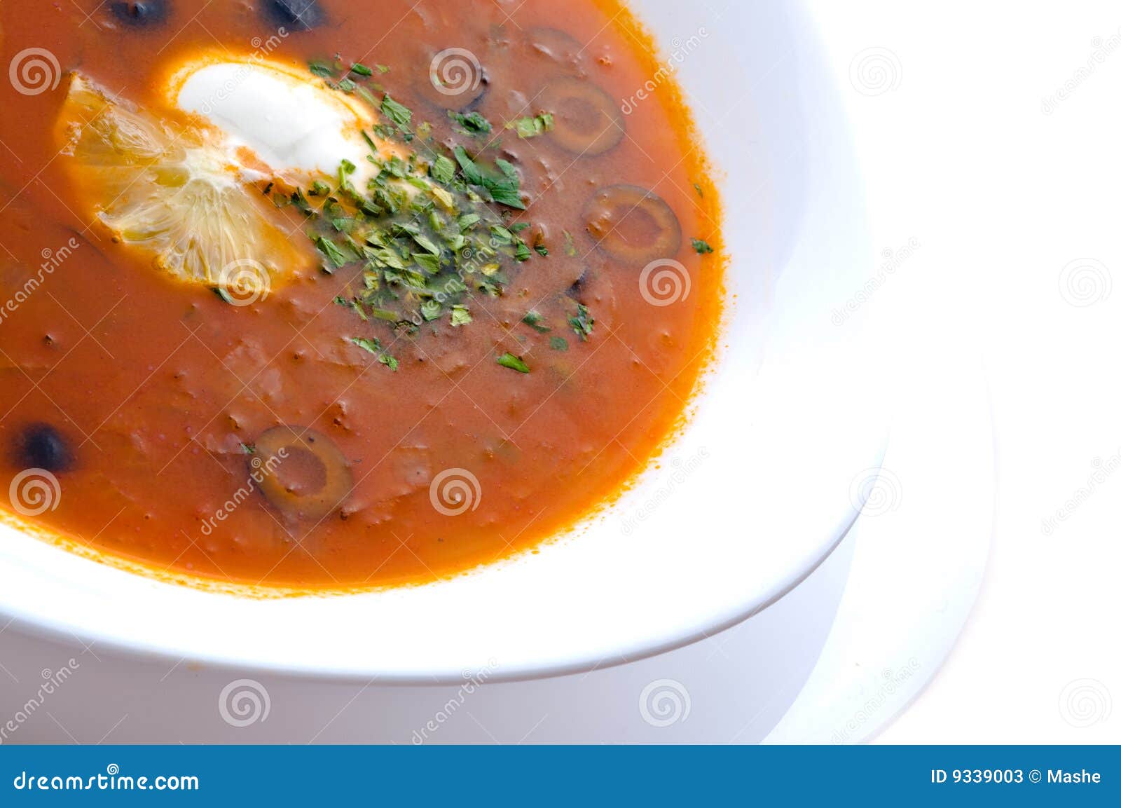 Soup in plate. stock image. Image of herbs, lettuce, dish - 9339003