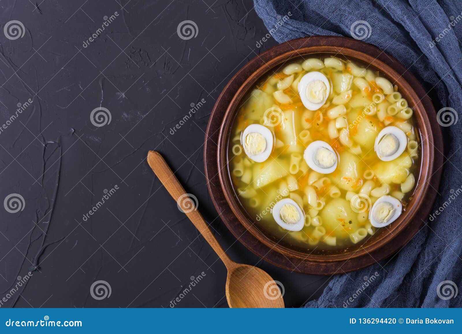 Soup with quail eggs stock photo. Image of food, quail - 136294420