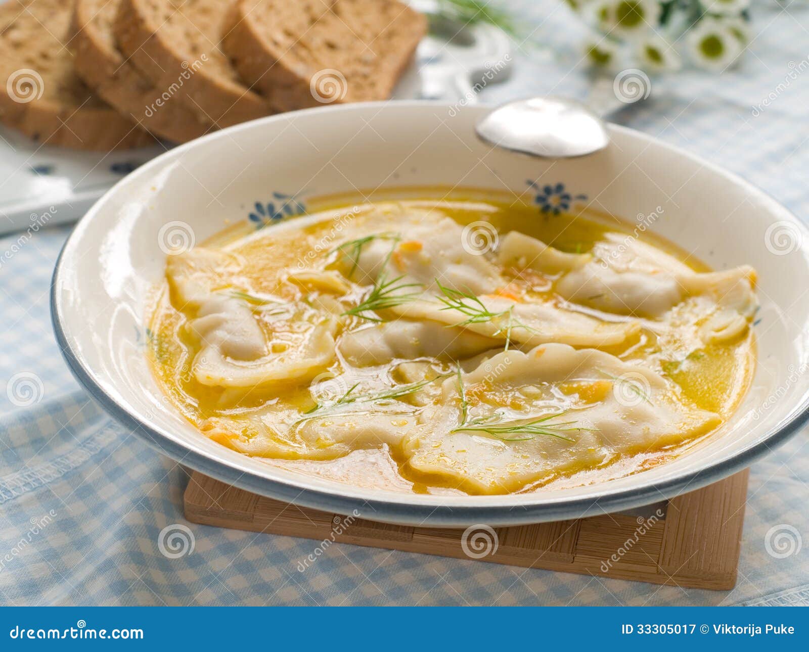 Soup with ravioli stock image. Image of cuisine, lunch - 33305017