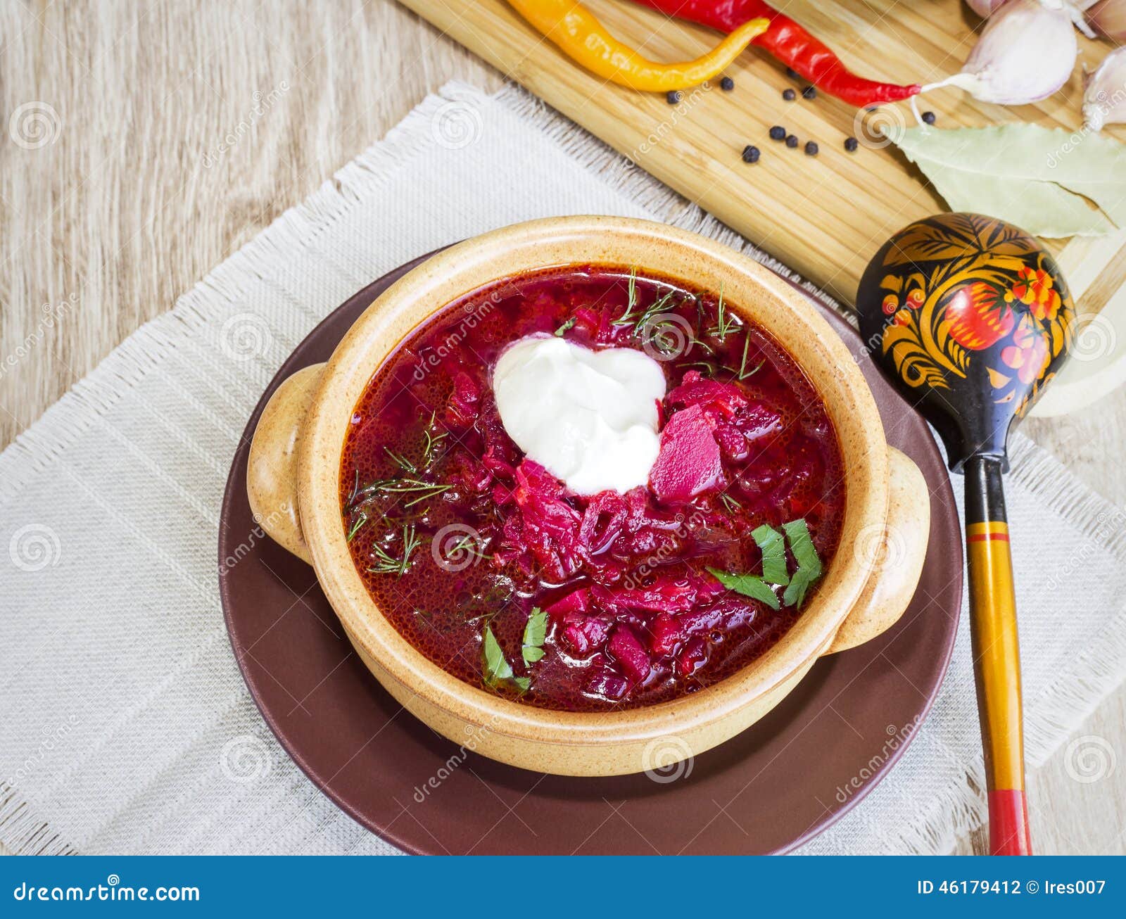 Soup with red beets. stock photo. Image of bowl, russian - 46179412