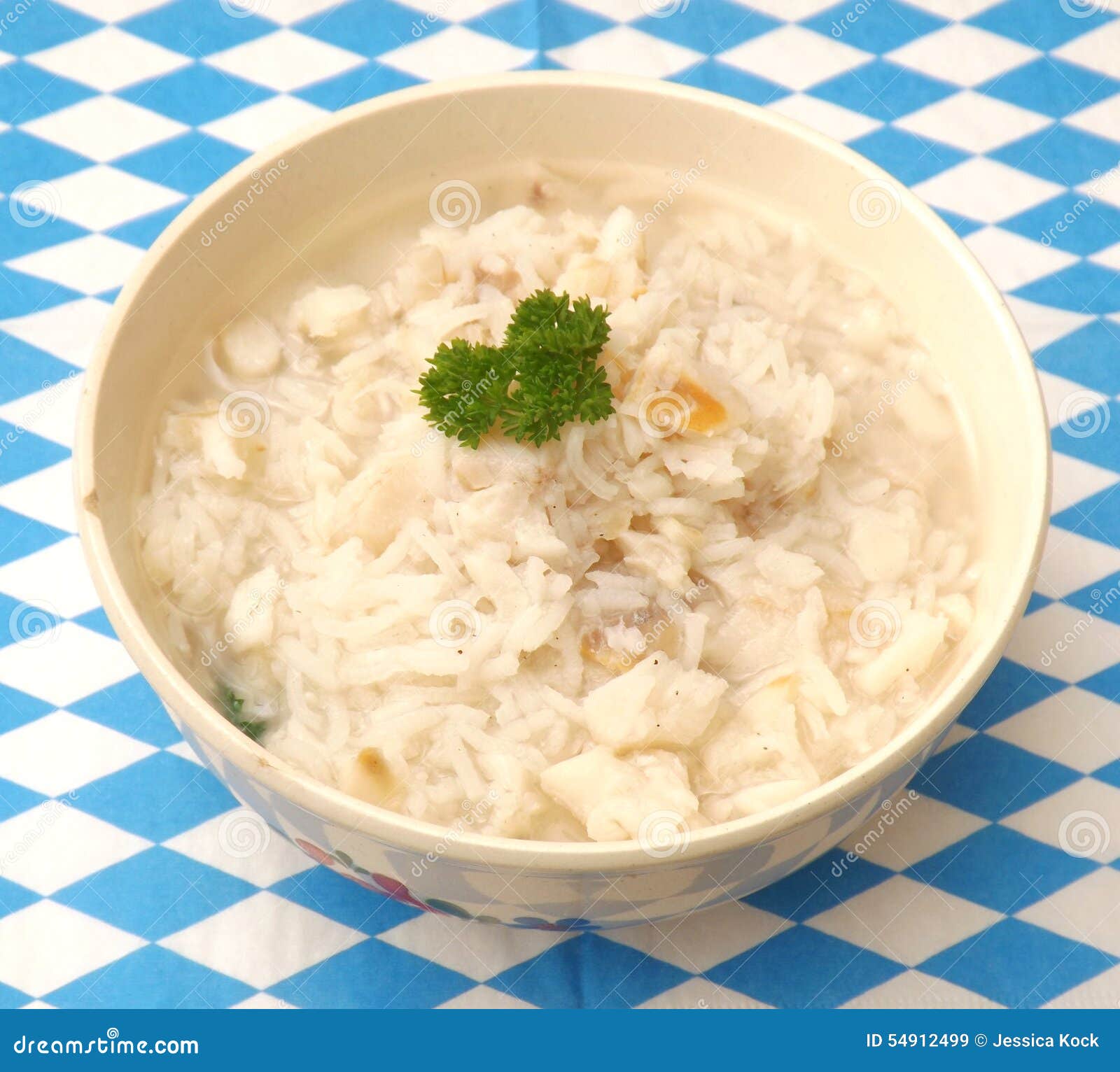 Soup of rice and fish stock image. Image of snack, fish - 54912499