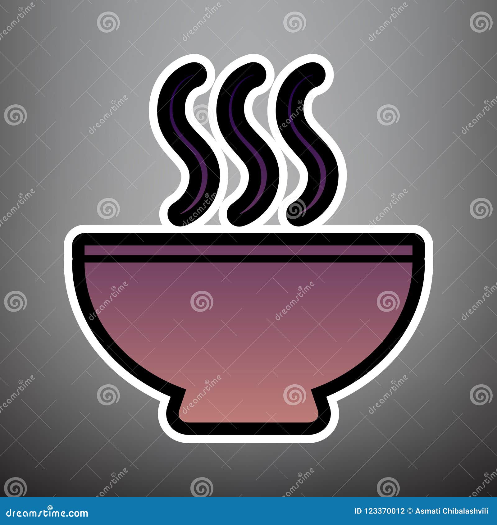 Soup Sign. Vector. Violet Gradient Icon with Black and White Lin Stock ...