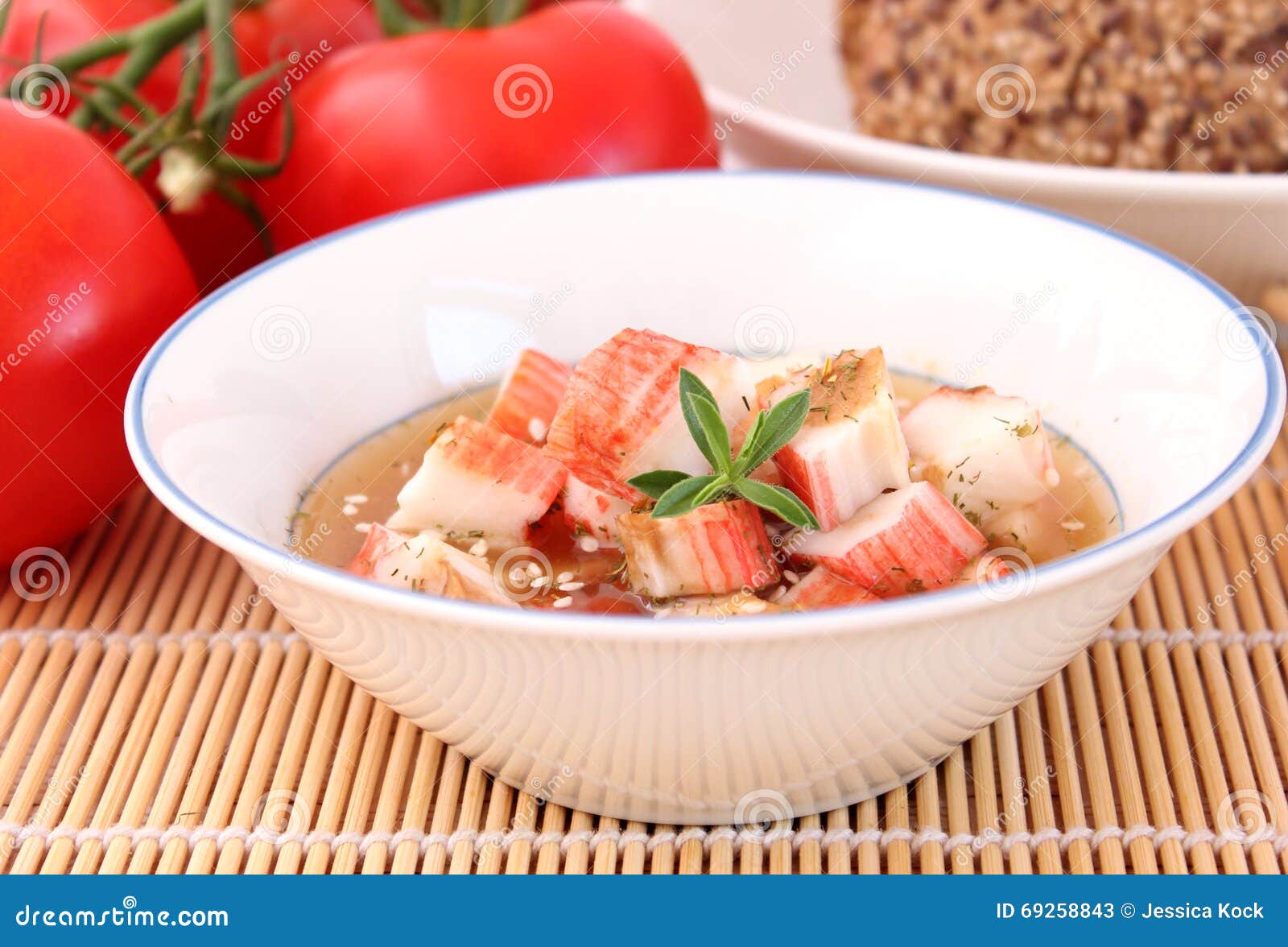 Soup of surimi stock image. Image of snack, fishstick - 69258843