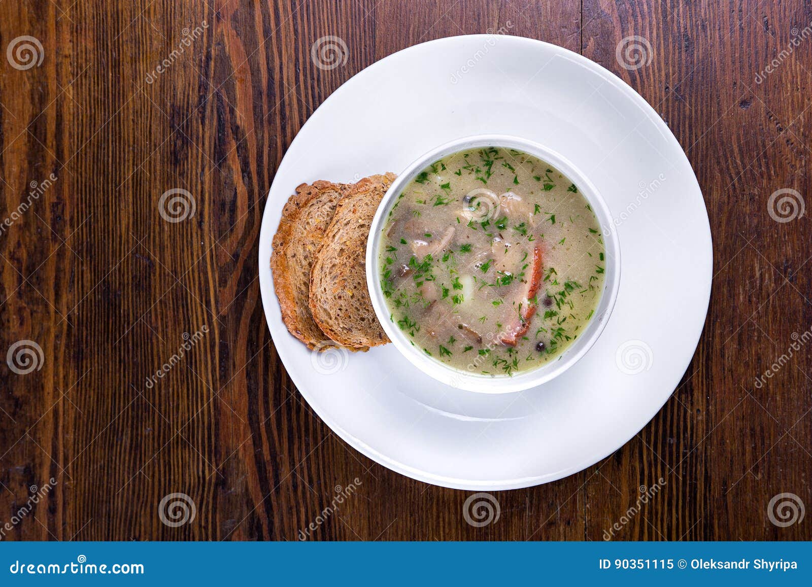 Soup, view from above stock image. Image of parsley, healthy - 90351115