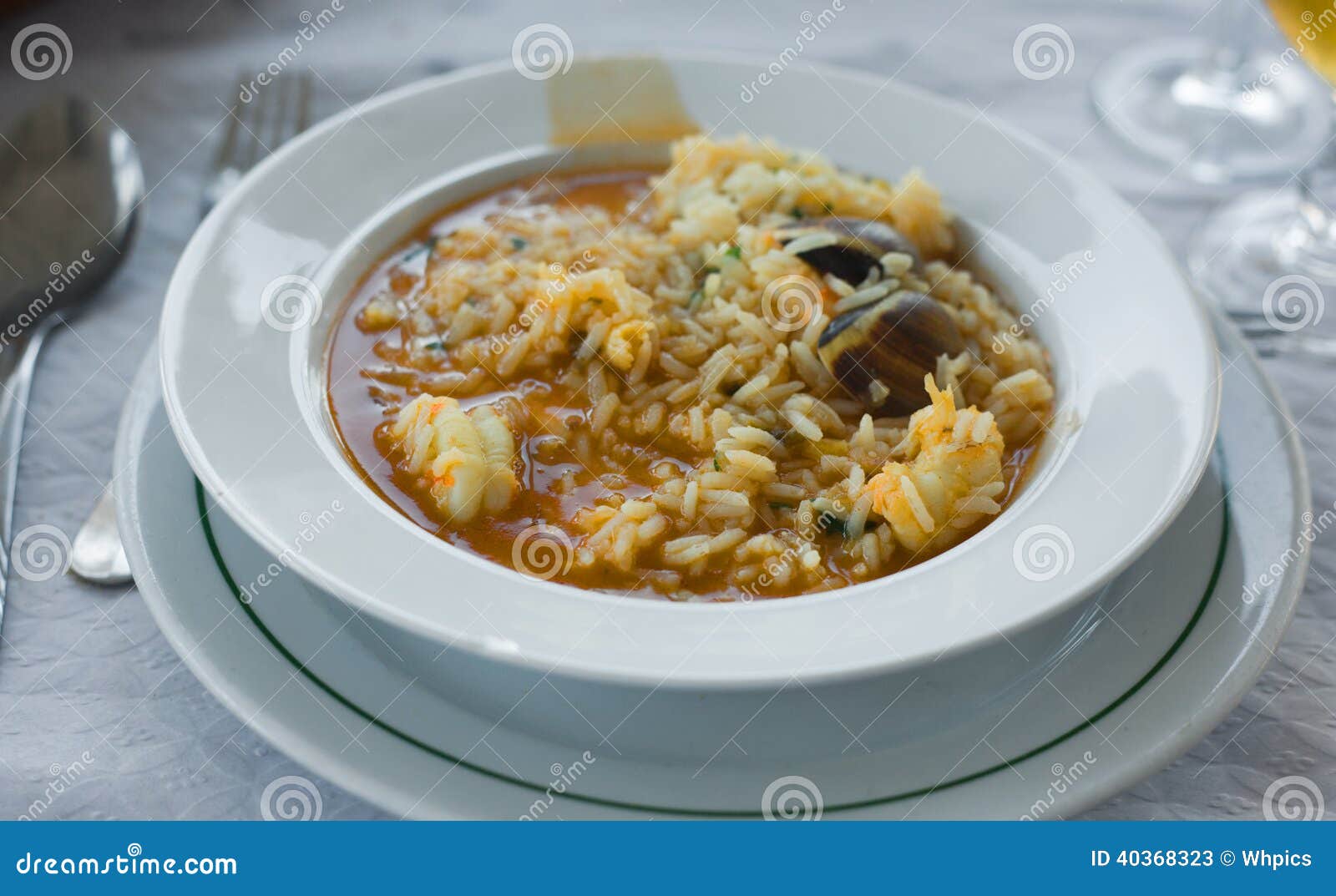 Soupy seafood rice stock image. Image of portugal, rustic - 40368323