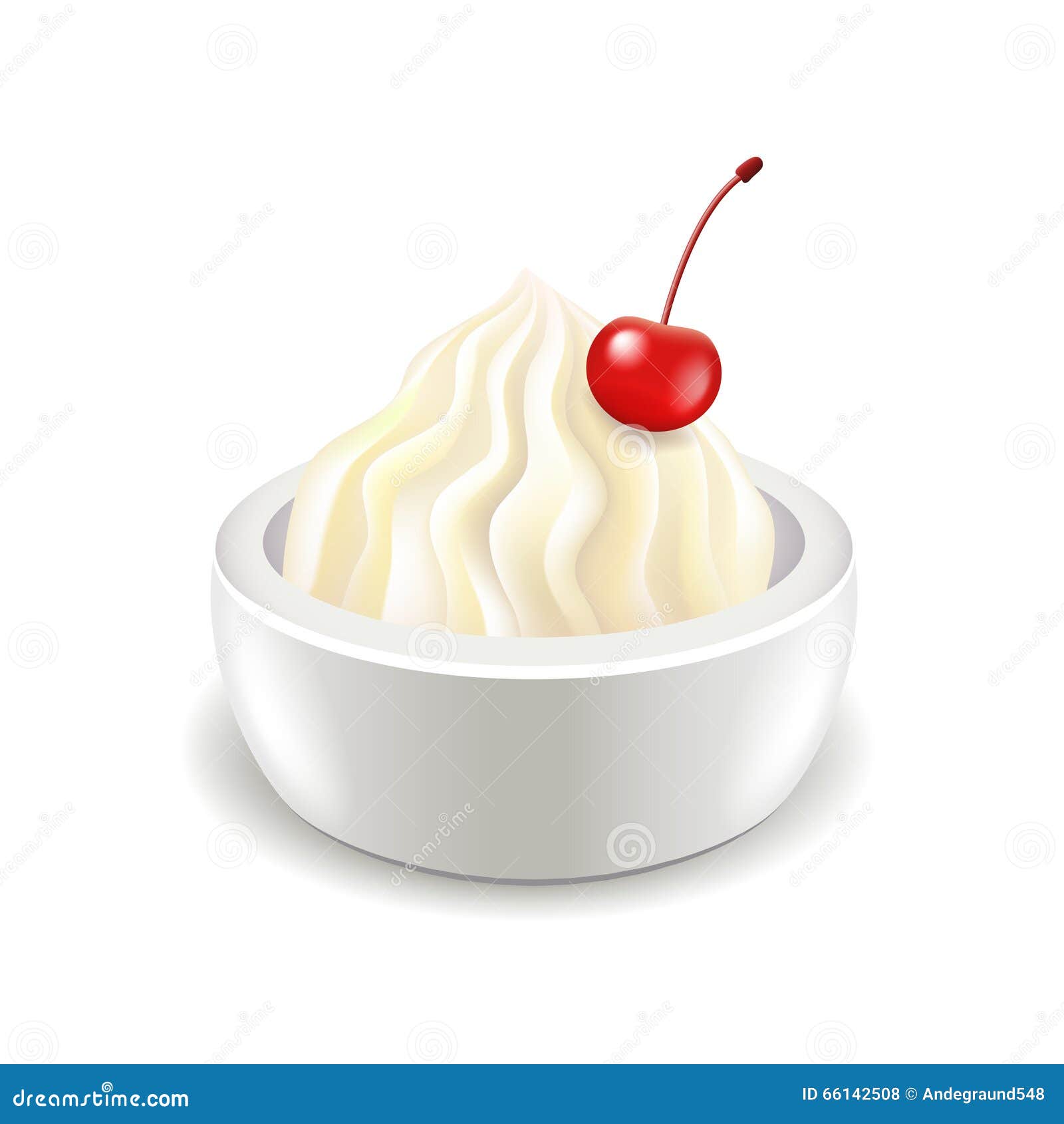 Sour Cream with Cherry on White Vector Stock Vector - Illustration of ...