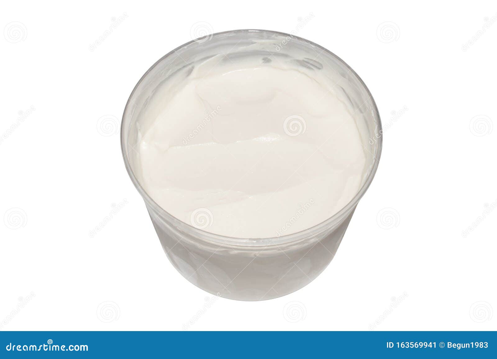 Sour cream in a container. stock image. Image of healthy - 163569941