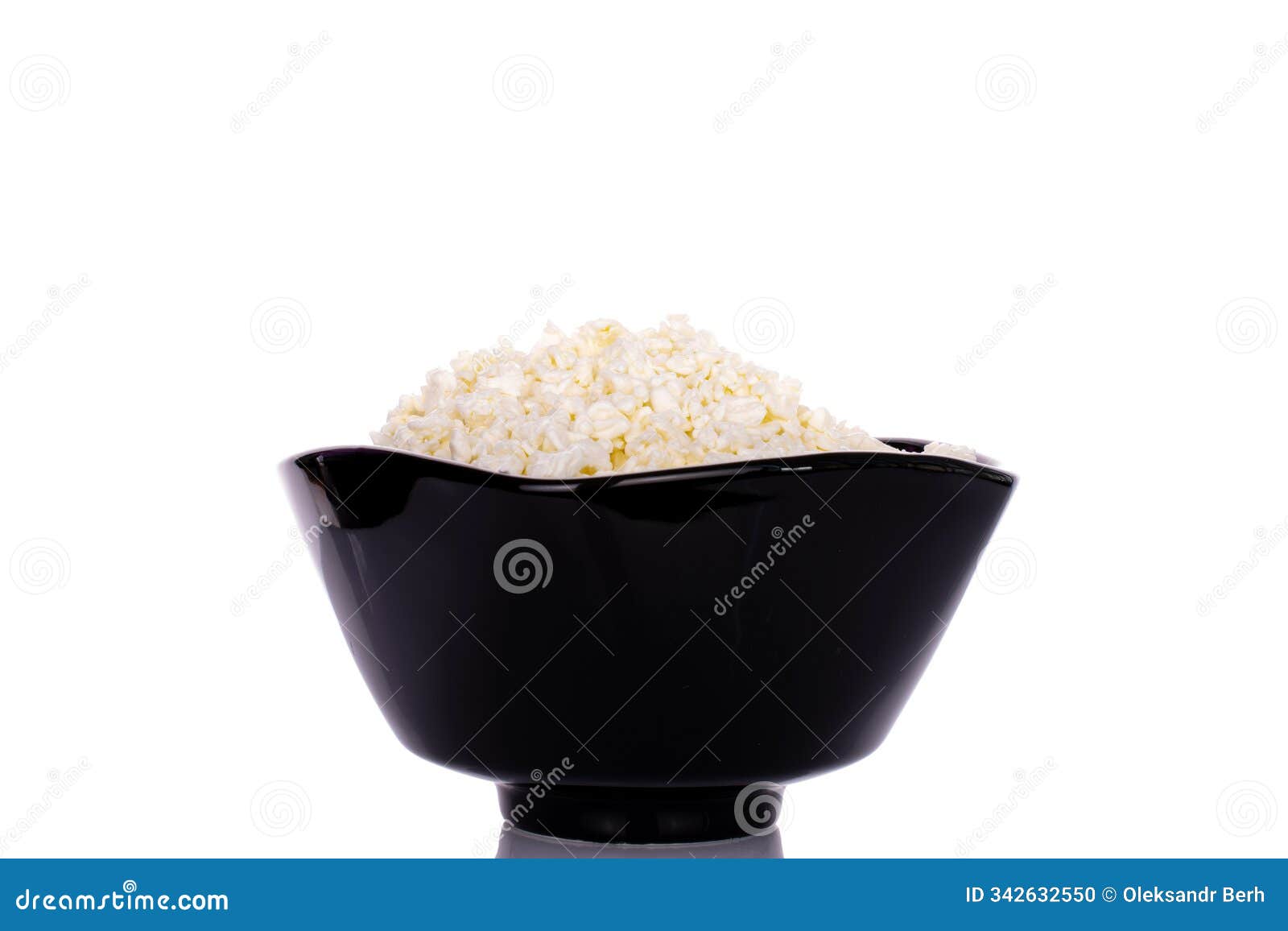 Sour Milk Cheese with Ceramic Dish, Macro, Isolated on White Background ...