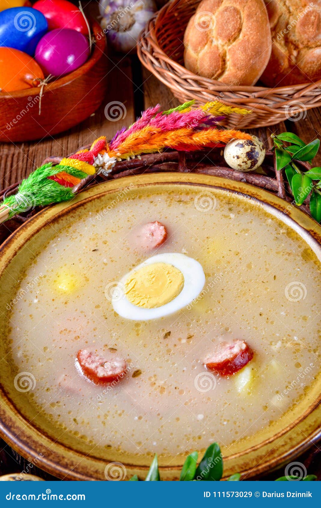 Sour rye soup stock image. Image of dinner, boiled, bowl - 111573029