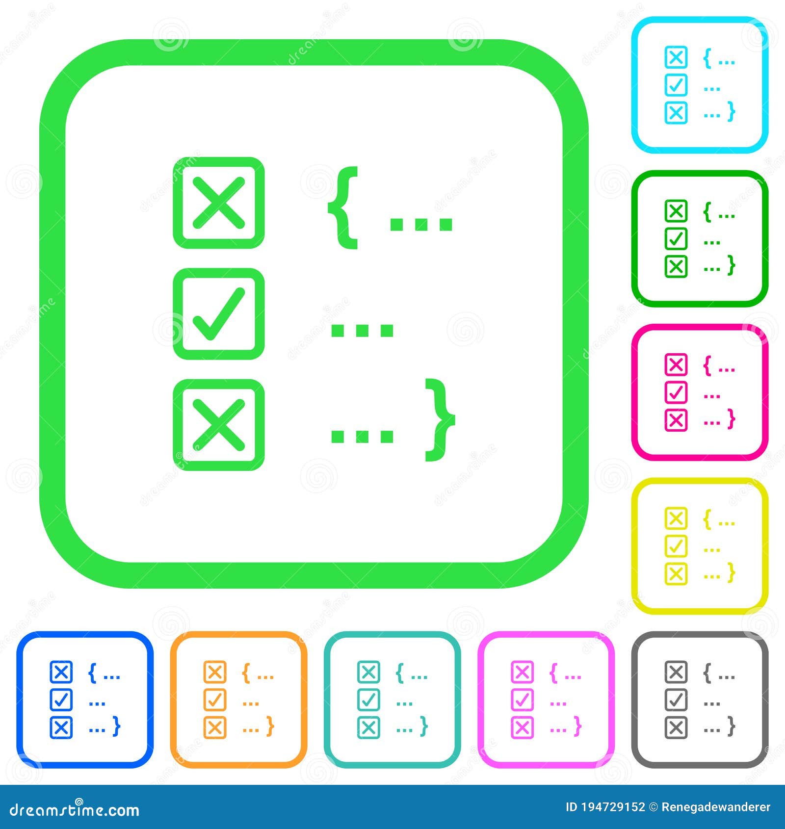 Source Code Checking Vivid Colored Flat Icons Stock Vector ...