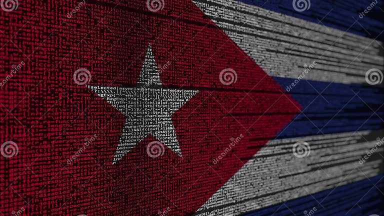 Program Code and Flag of Cuba. Cuban Digital Technology or Programming ...