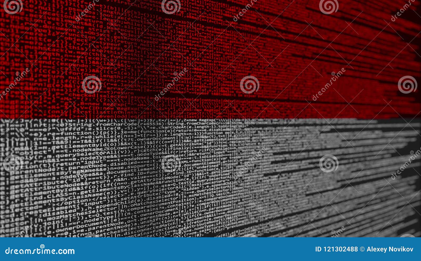 Program Code and Flag of Indonesia. Indonesian Digital Technology or ...