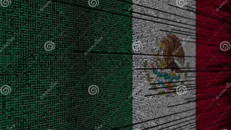 Program Code and Flag of Mexico. Mexican Digital Technology or ...