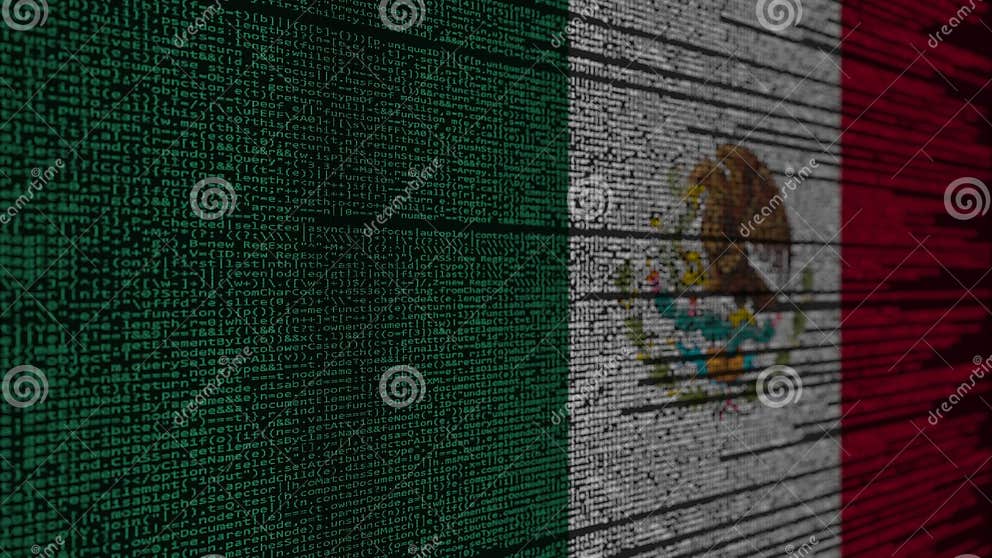 Program Code and Flag of Mexico. Mexican Digital Technology or ...