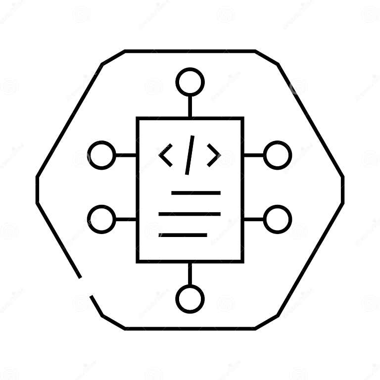 Source Code Management Line Icon Vector Illustration Stock Illustration