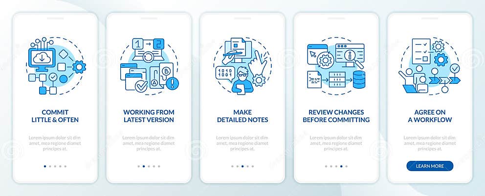 Source Code Management Practices Blue Onboarding Mobile App Screen Stock Vector - Illustration ...