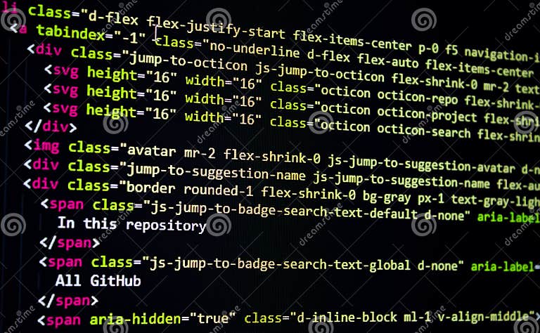 Source Code Screen. Programming Code. Writing Script Stock Photo ...