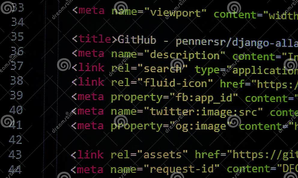 Source Code Screen. Programming Code. Writing Script Stock Photo - Image of editing, html5 ...