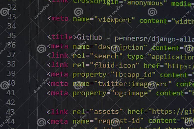 Source Code Screen. Programming Code. Writing Script Stock Photo ...