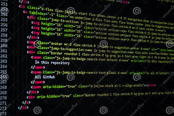 Source Code Screen. Programming Code. Writing Script Stock Photo - Image of html, function ...