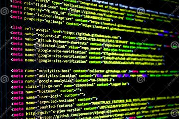 Source Code Screen. Programming Code. Writing Script Stock Image ...