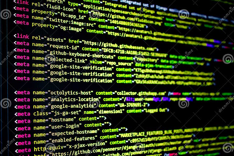 Source Code Screen. Programming Code. Writing Script Stock Image - Image of display, github ...