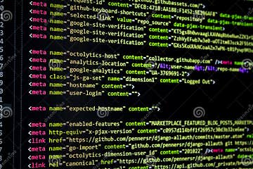 Source Code Screen. Programming Code. Writing Script Stock Image - Image of hacking, html5 ...