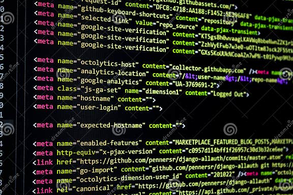 Source Code Screen. Programming Code. Writing Script Stock Image ...