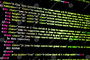 Source Code Screen. Programming Code. Writing Script Stock Image ...