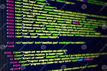 Source Code Screen. Programming Code. Writing Script Stock Image ...