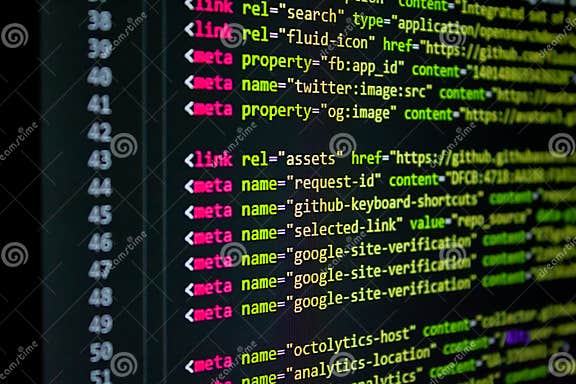 Source Code Screen. Programming Code. Writing Script Stock Photo ...