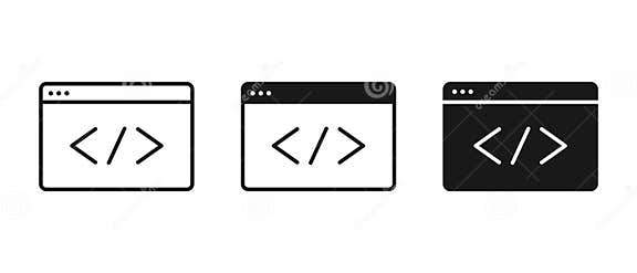 Source Code Vector Icon. Outline File Coding Script Sign. App Programming Window Symbol Stock ...