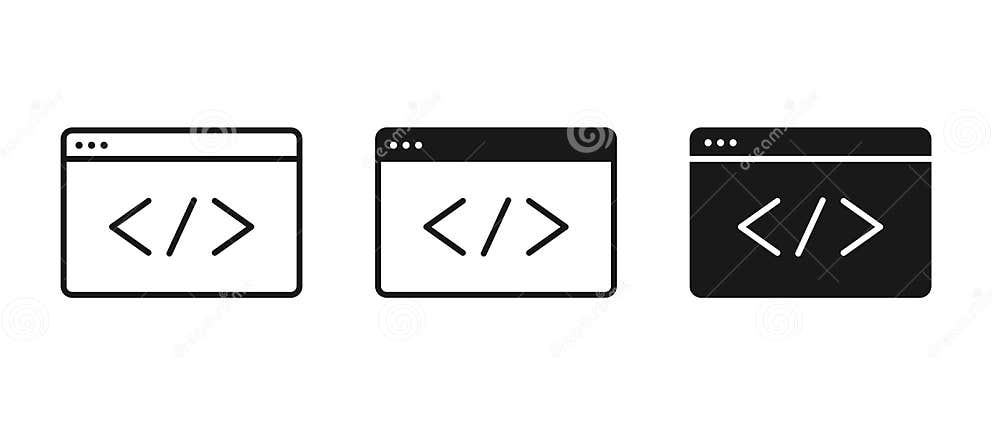 Source Code Vector Icon. Outline File Coding Script Sign. App ...