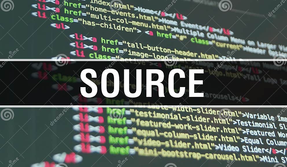Source Concept Illustration Using Code for Developing Programs and App. Source Website Code with ...