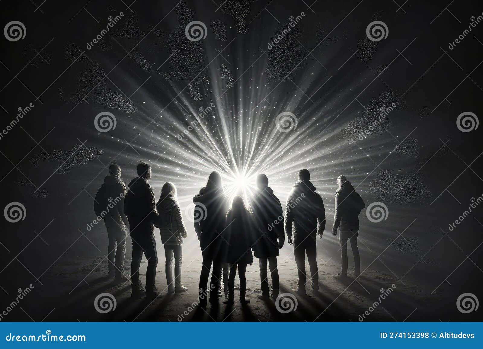 Source of Consciousness, Shining Light on a Group of People, Bringing ...
