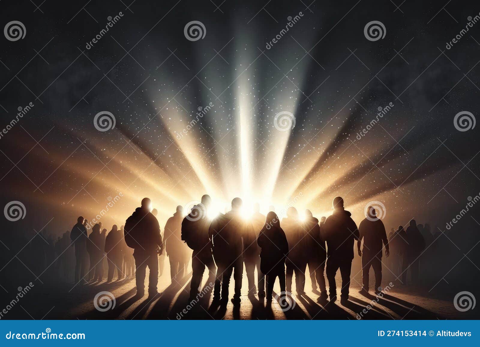 Source of Consciousness, Shining Light on a Group of People, Bringing ...