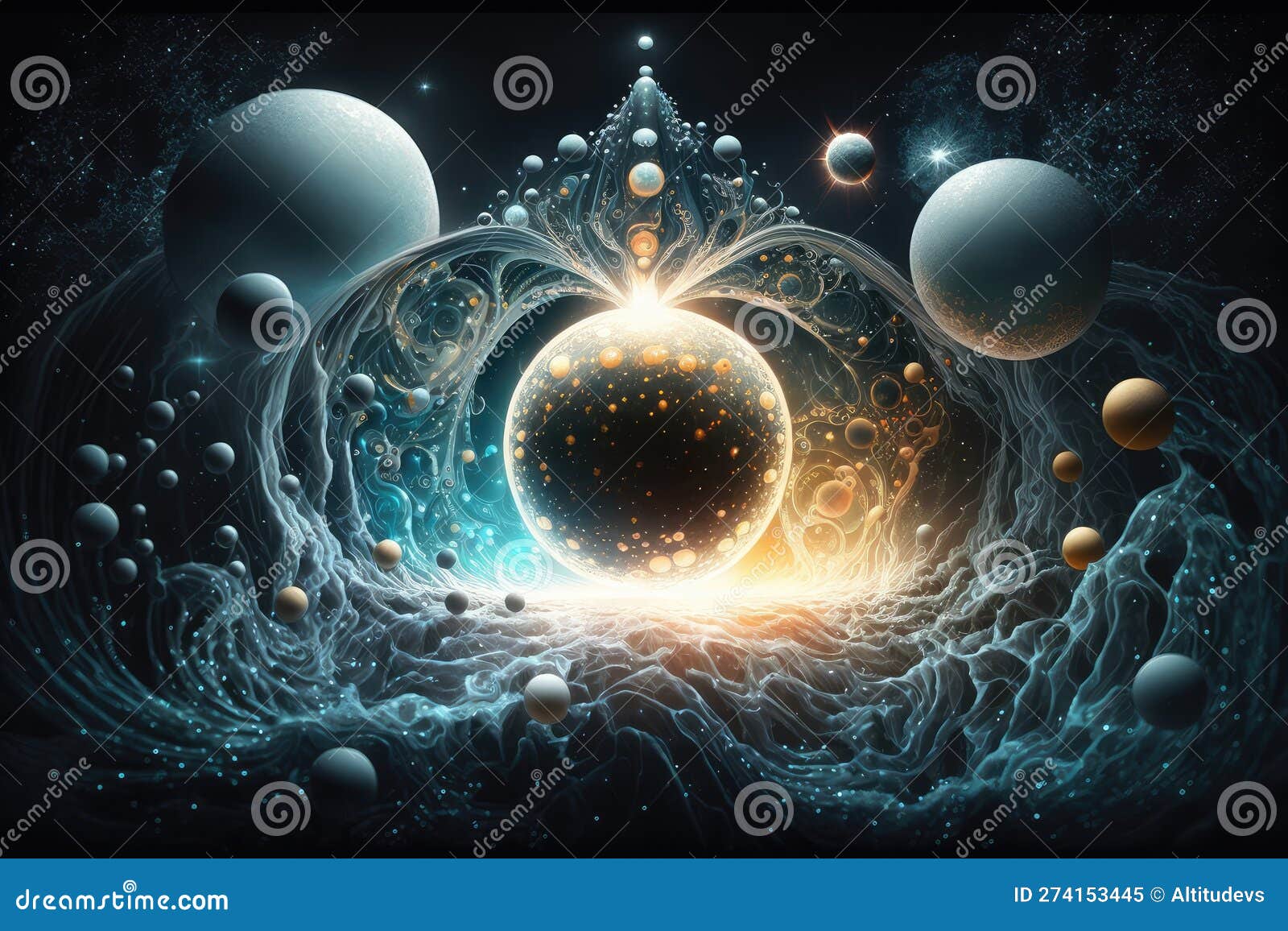Source of Consciousness, Surrounded by Spheres and Waves of Energy ...