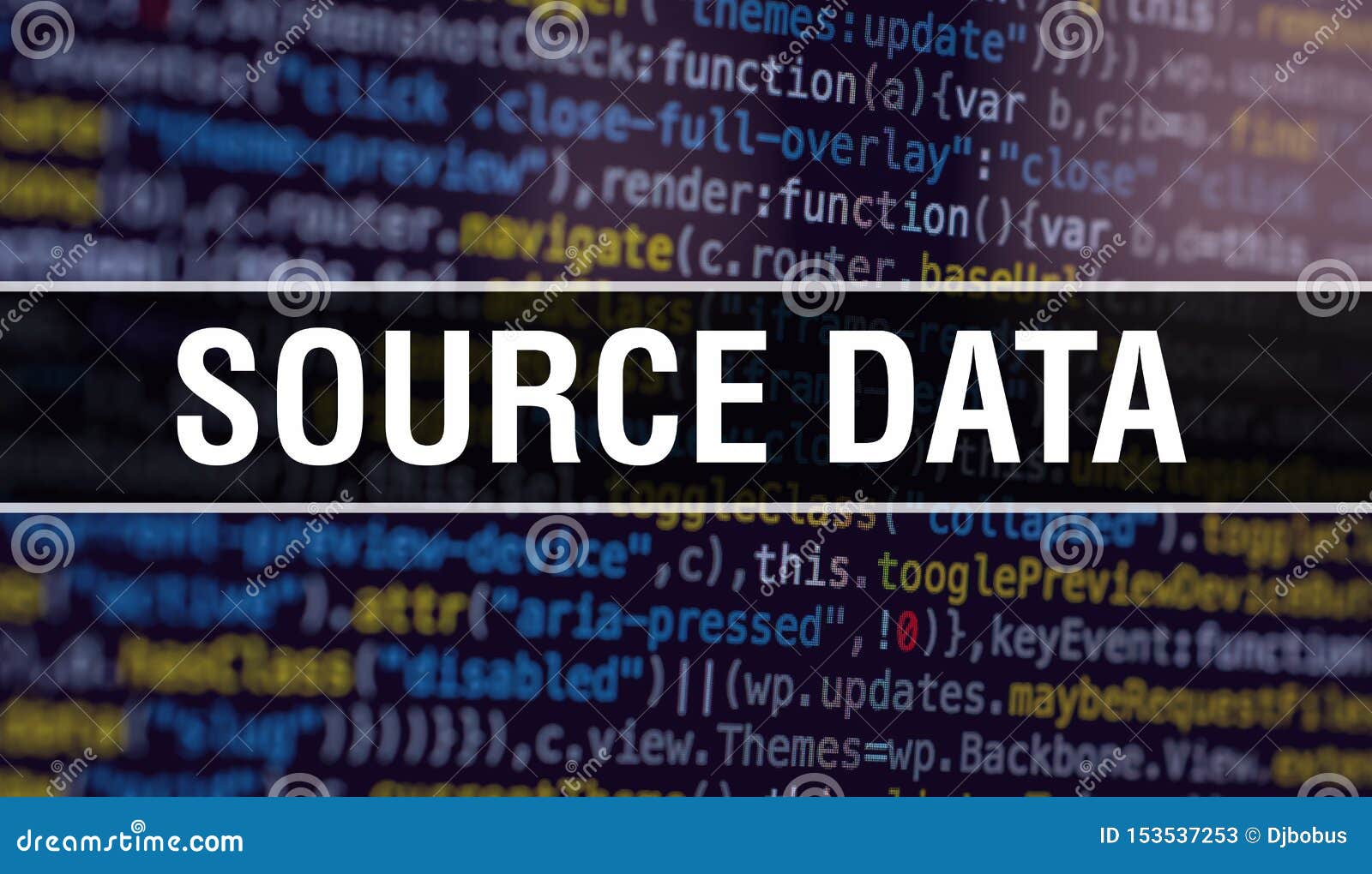 Source Data with Abstract Technology Binary Code Background.Digital ...