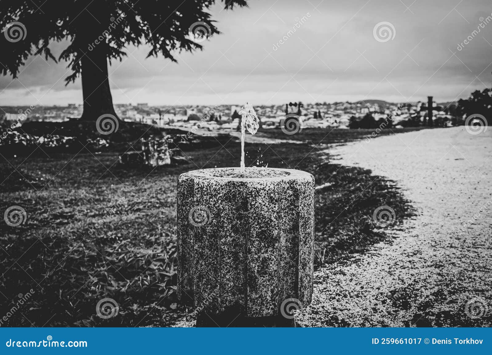 A Source of Drinking Water from a Natural Stone Tap, Against the ...