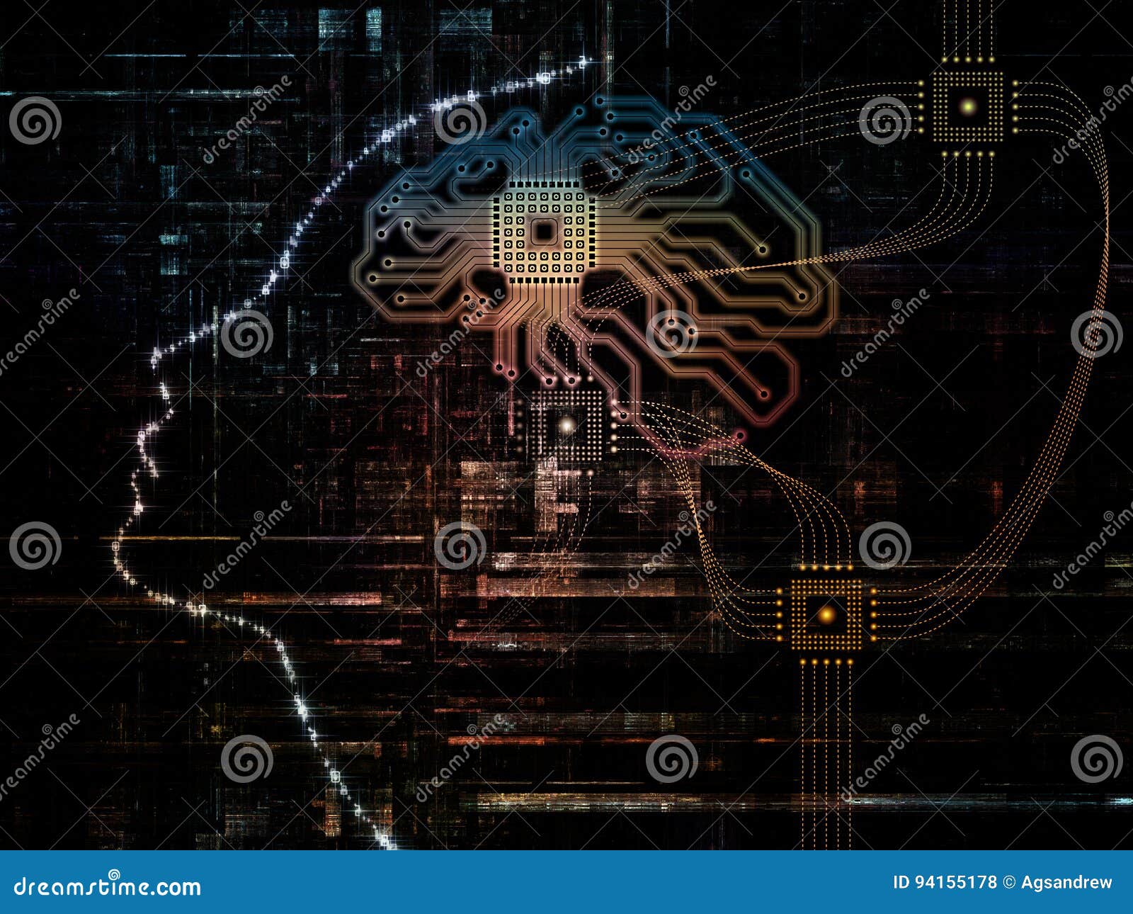 Source of Machine Consciousness Stock Illustration - Illustration of ...