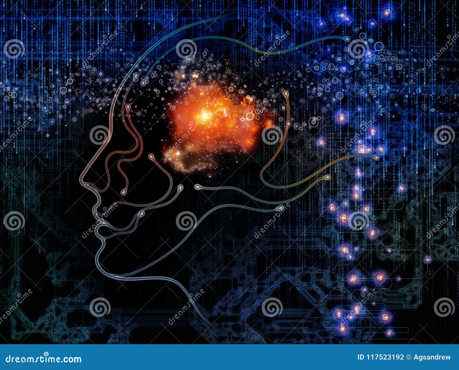 Source of Machine Consciousness Stock Illustration - Illustration of ...