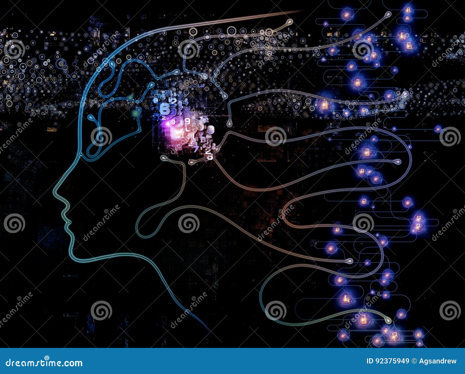 Source of Machine Consciousness Stock Illustration - Illustration of ...