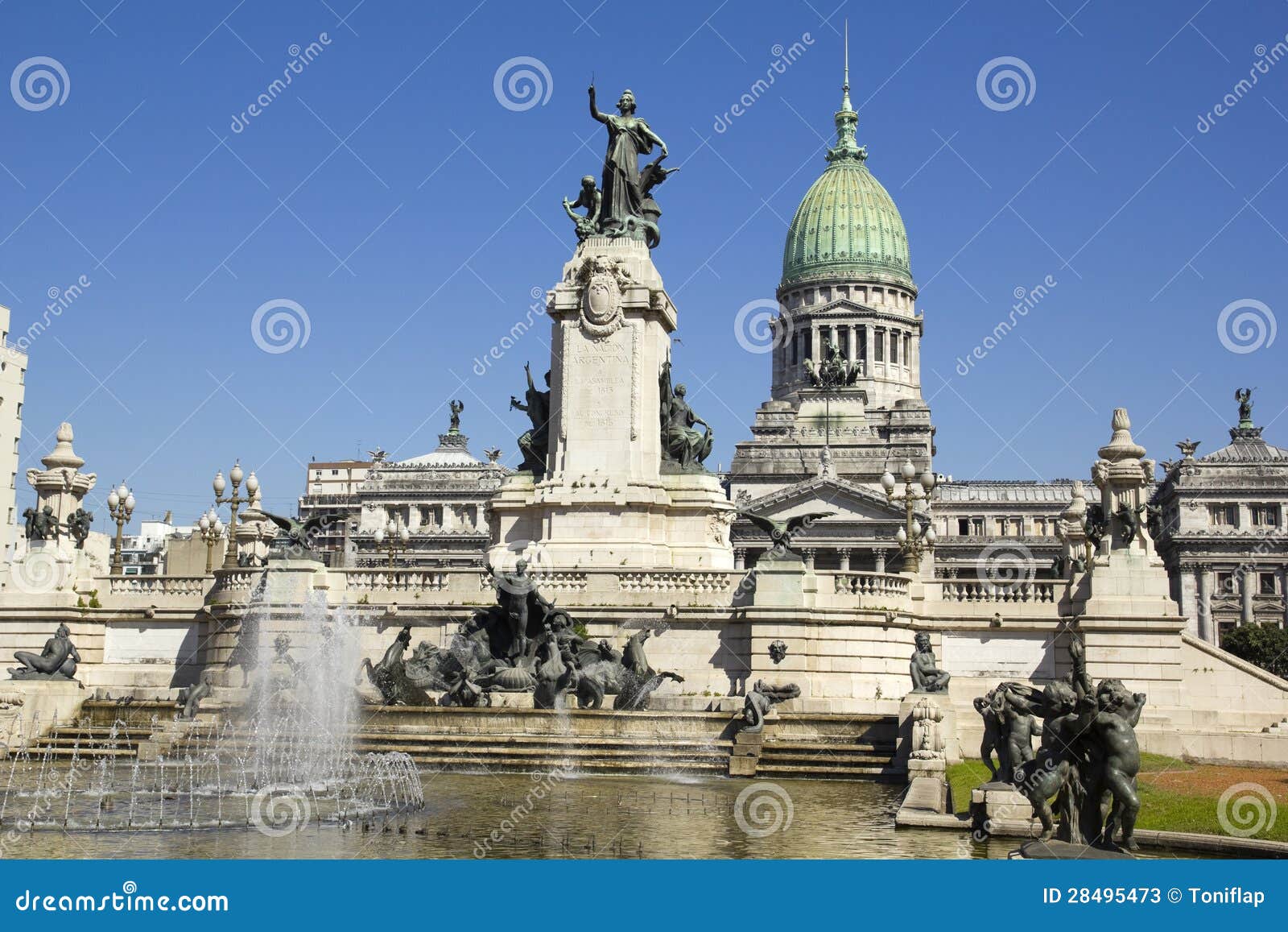 Source and Monumental Complex of Congress Square. Stock Image - Image ...